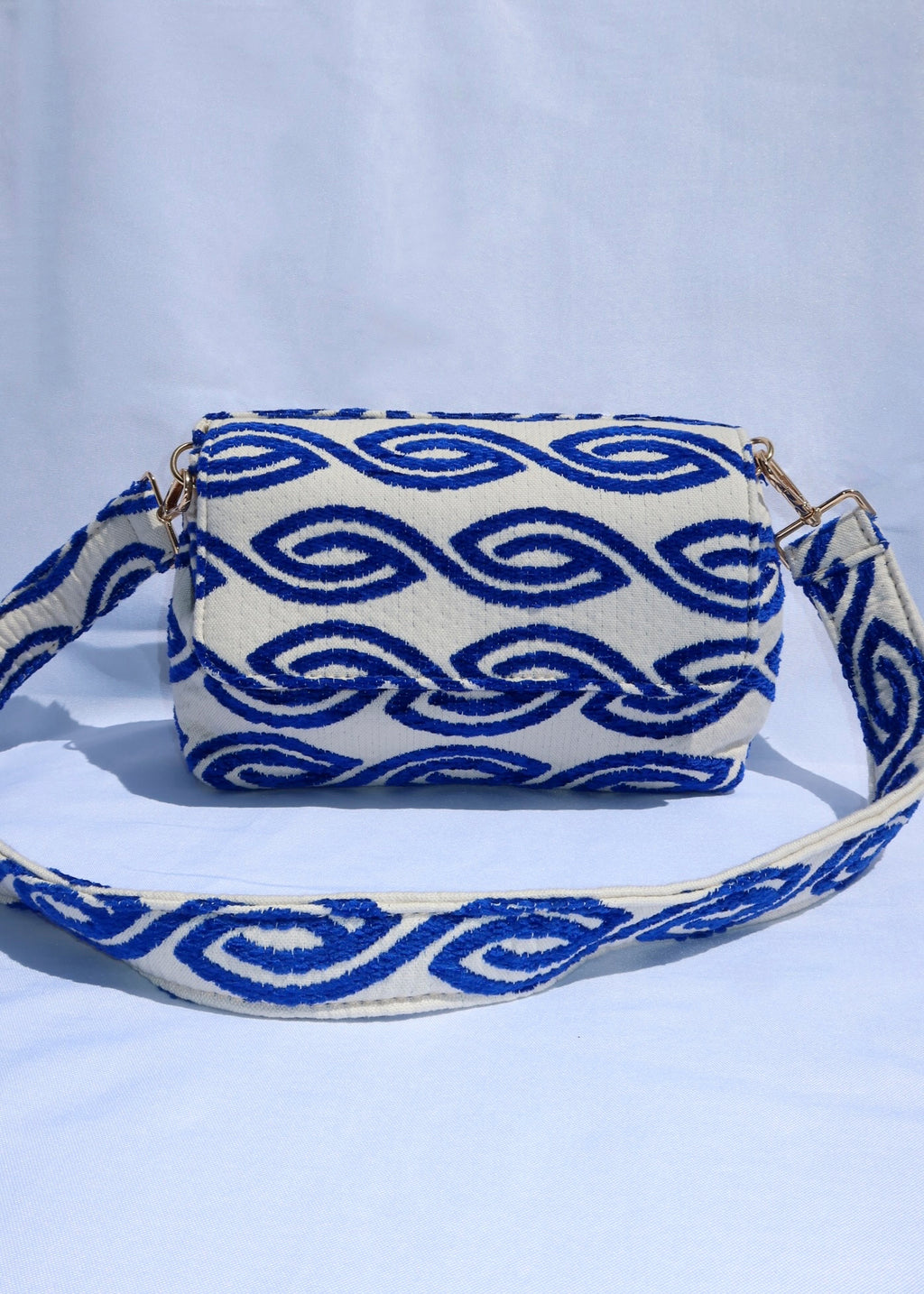 Blue Wave Design Crossbody Bag Made in Greece - Woven 100% Cotton ...