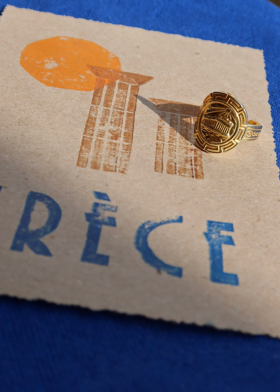 Parthenon Ring (Adjustable) - Made in Greece. Acropolis Ring Gold ...